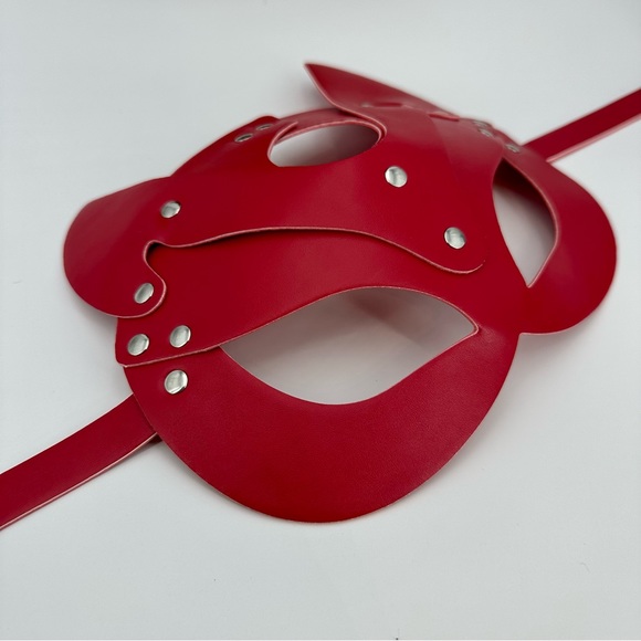 Unlisted | Accessories | Red Leather Cat Ear Masquerade Mask | Poshmark